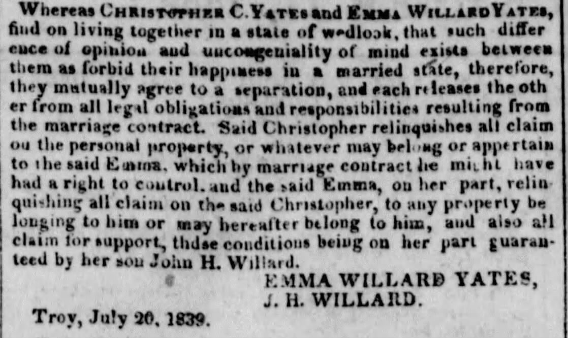 Emma Willard v. Christopher Yates, the Common Schools, and A Petition ...